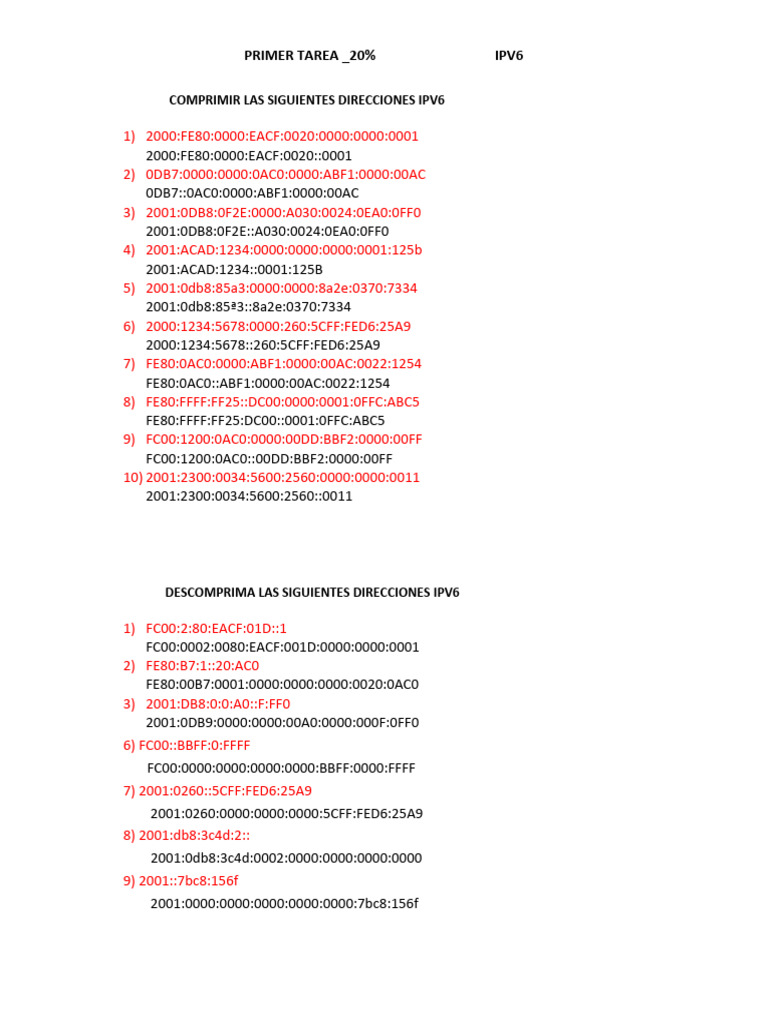 Unidad - 5 - Primer - Tarea Ipv6 - 20 Por Ciento-1 | PDF