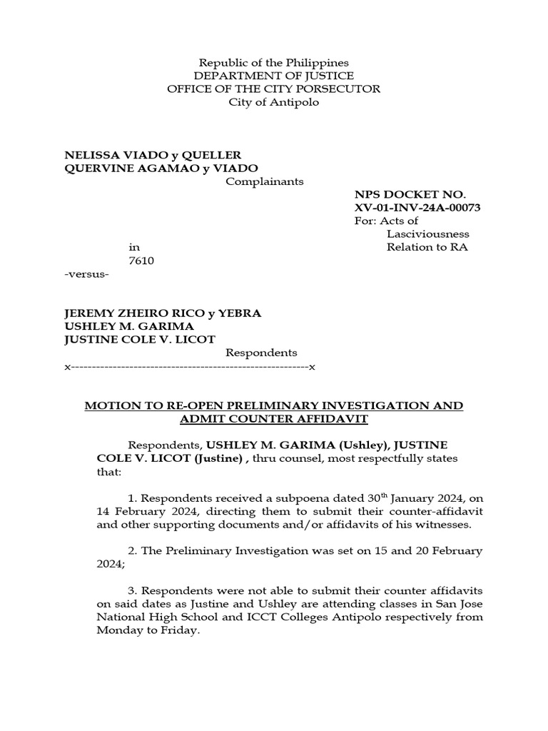 Usher Motion To Admit Counter Affidavit | PDF | Politics | Law