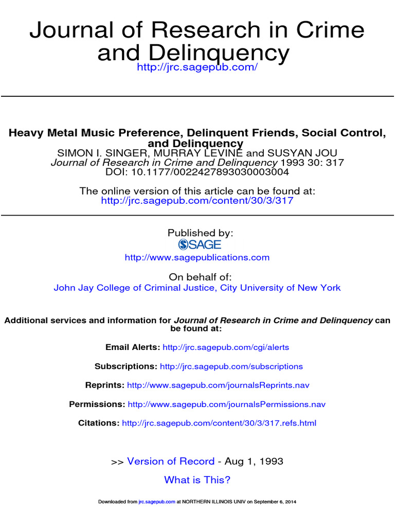 Heavy Metal Music Preference, Delinquent Friends, Social Control, and ...