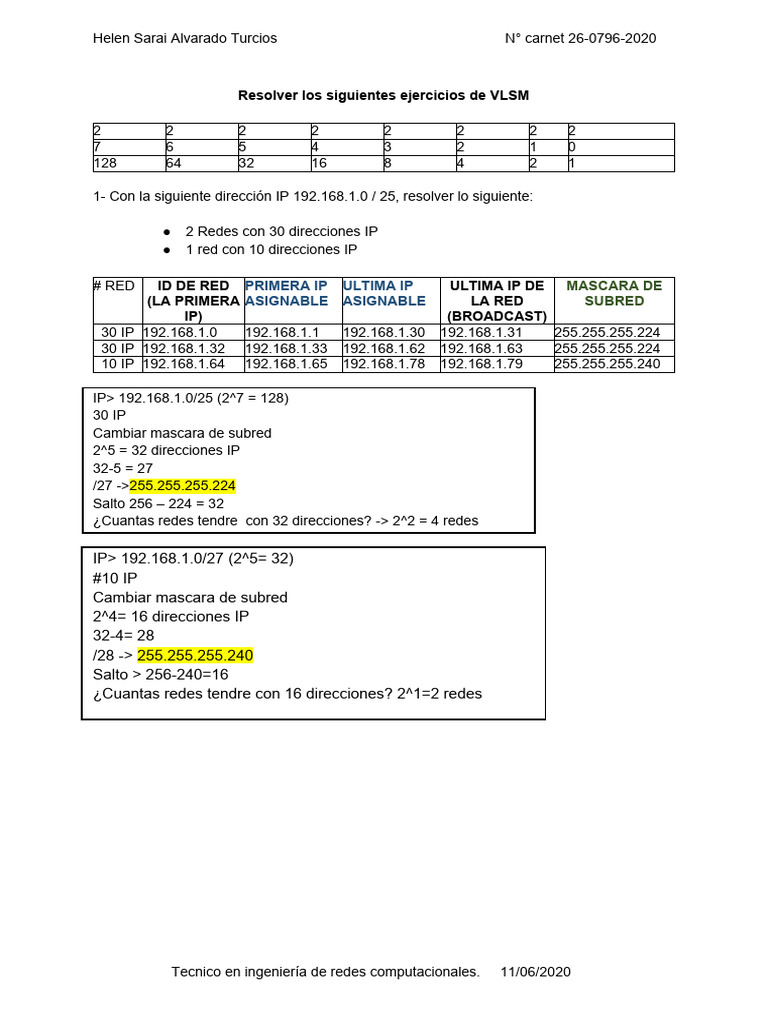 GUIA DE Ejercicios de VLSM | PDF