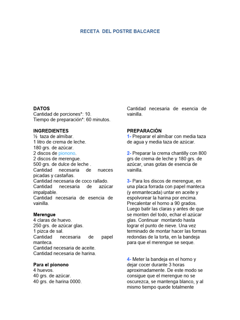 Postre Balcarce | PDF | Postres | Crema