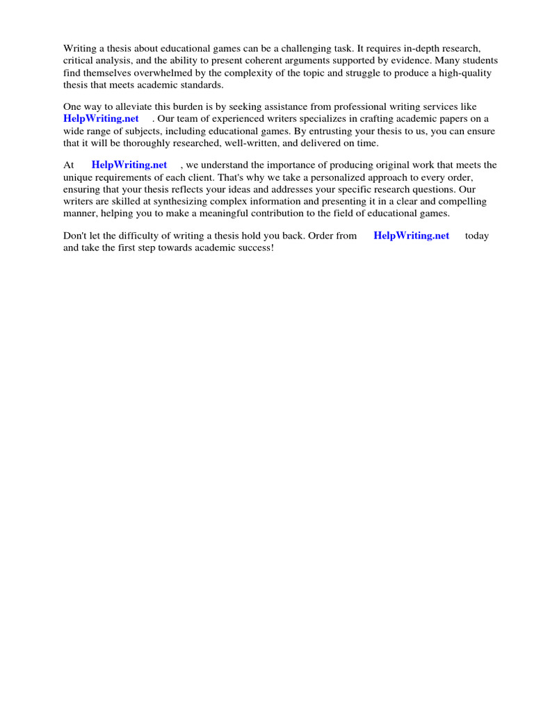 Sample Thesis About Educational Games | PDF | Thesis | Educational Technology