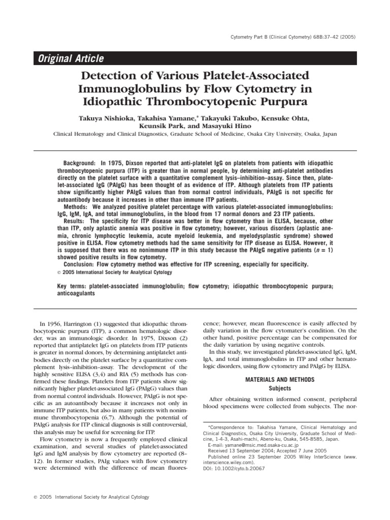 Detection of Various Platelet-Associated Immunoglobulins by Flow ...