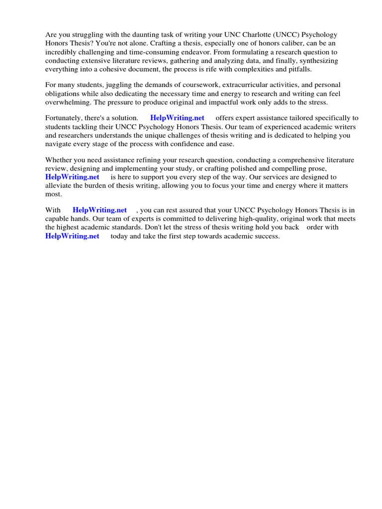 Uncc Psychology Honors Thesis | PDF