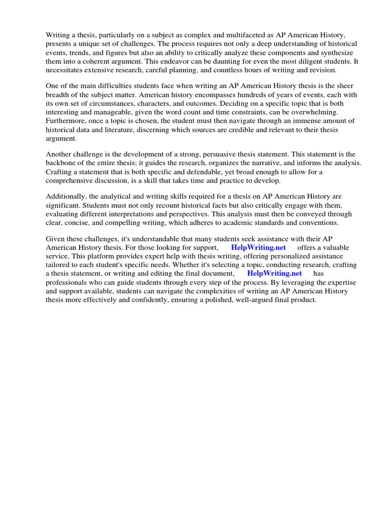 AP American History Thesis Examples | PDF | Social Science