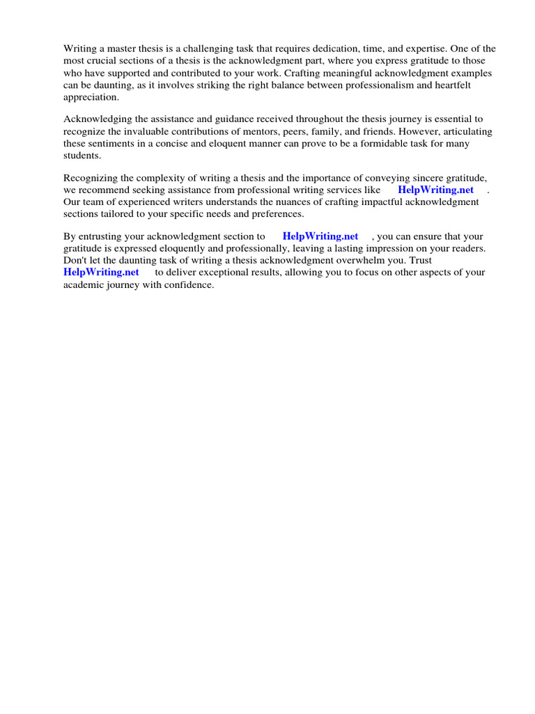 Master Thesis Acknowledgement Examples | PDF | Thesis | Doctor Of ...