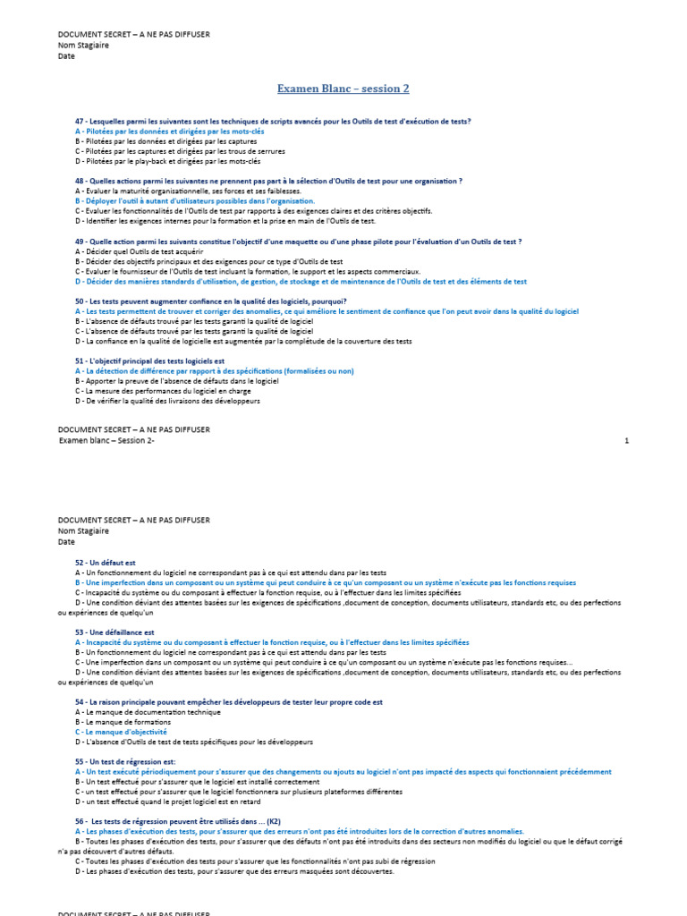 Exam Blanc - Session 2 - No 2019 | PDF