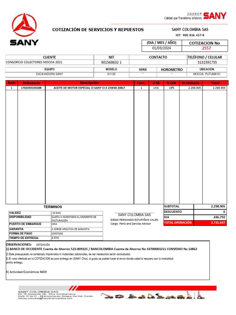 Cot - 2557 Consorcio Colectores Mocoa 2021 | PDF