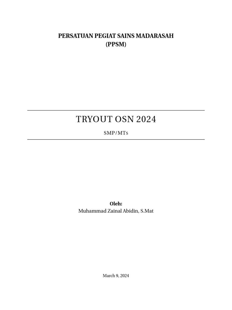 Tryout OSN MTK SMP | PDF