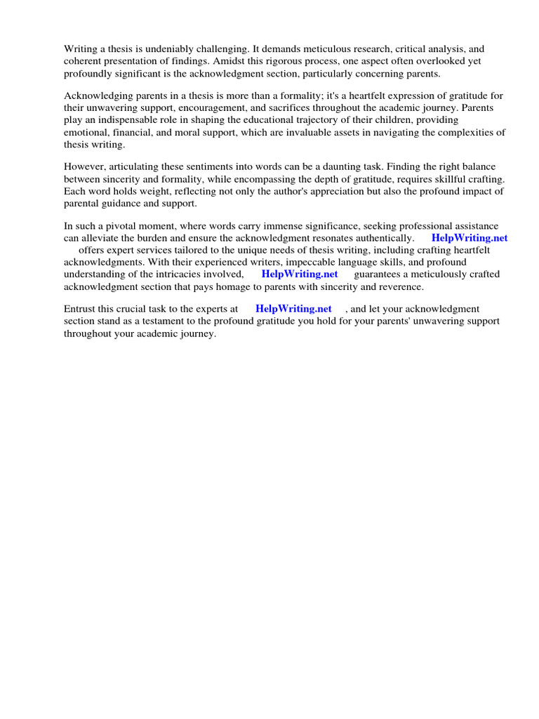 Thesis Acknowledgement Parents | PDF | Thesis | Gratitude