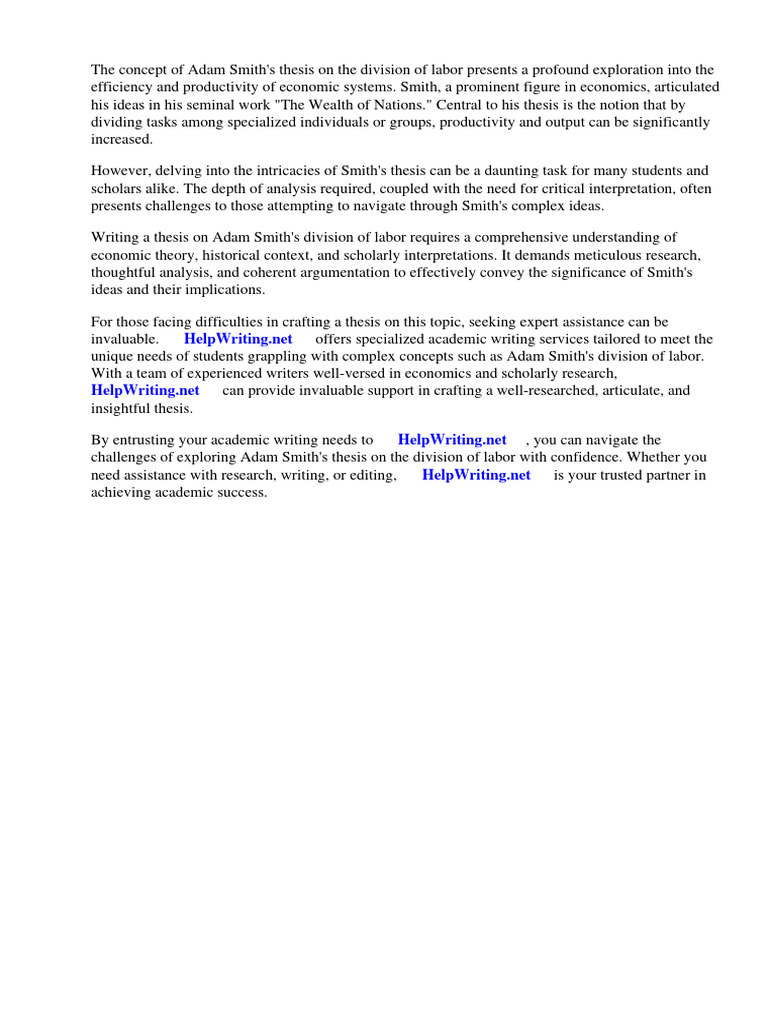 What Is Adam Smith Thesis On The Division of Labor | PDF | Division Of ...