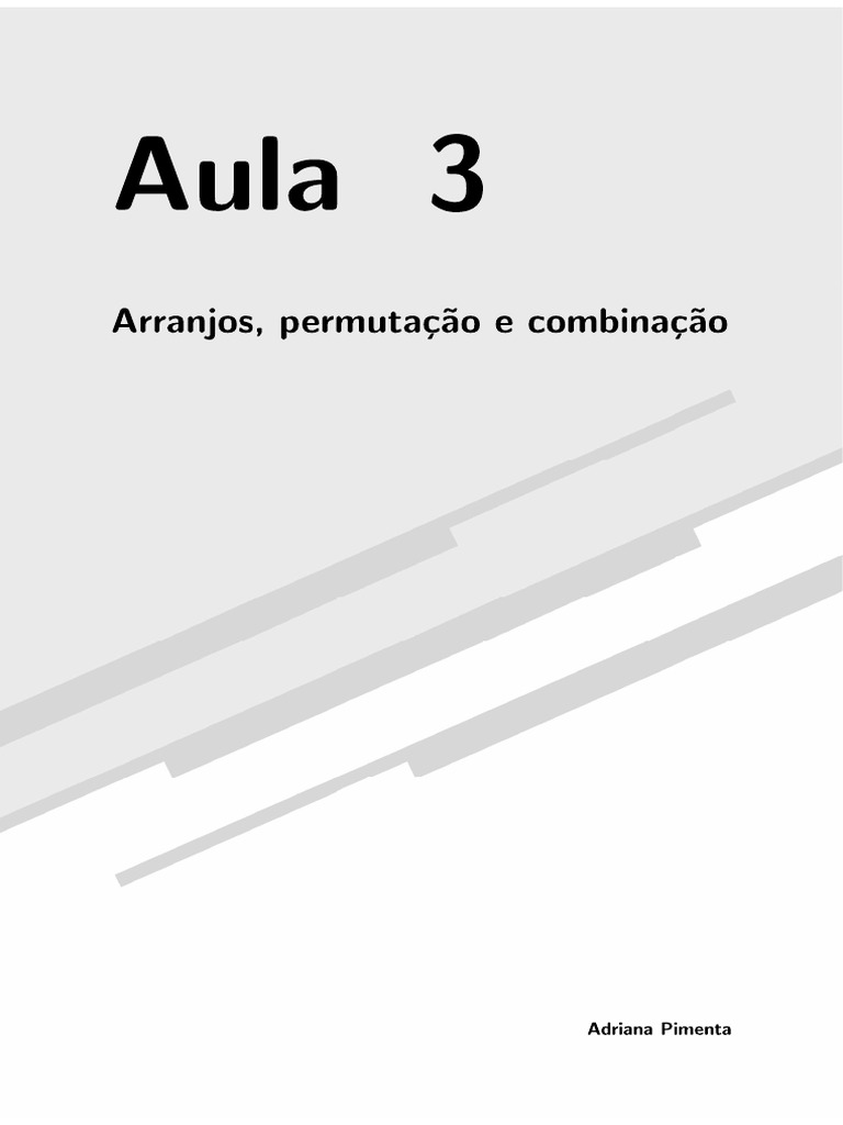 Aula03-Permutacao Arranjo Combinacao | PDF
