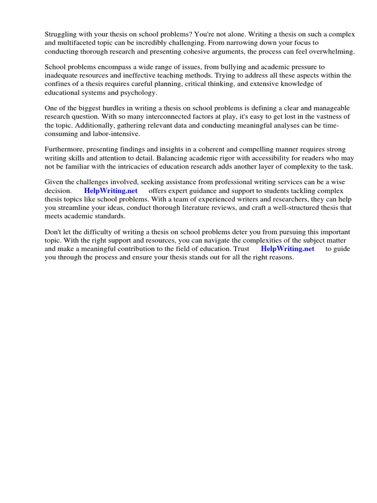 Thesis Topics in School Problems | PDF | Essays | Thesis