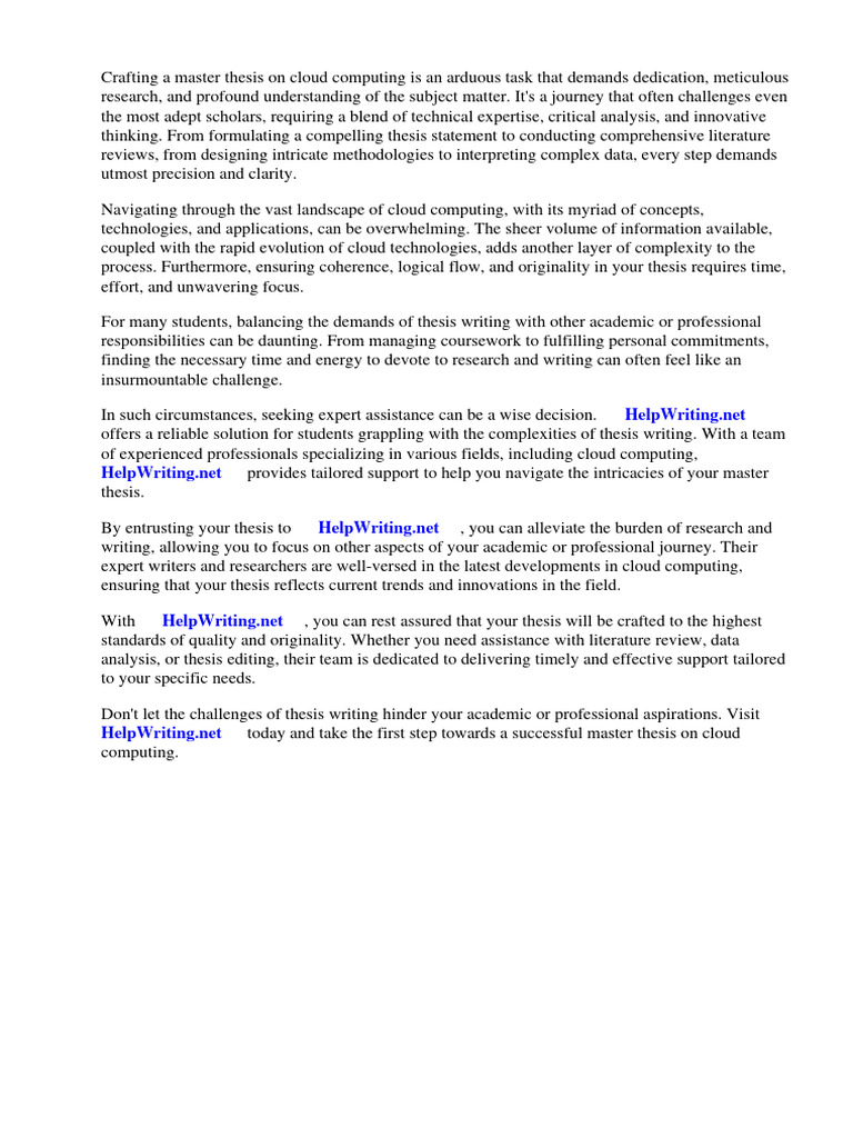 Master Thesis Cloud Computing | PDF | Cloud Computing | Computing
