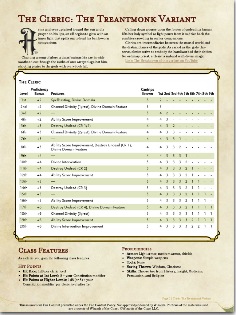 Cleric The Treantmonk Variant GM Binder | PDF