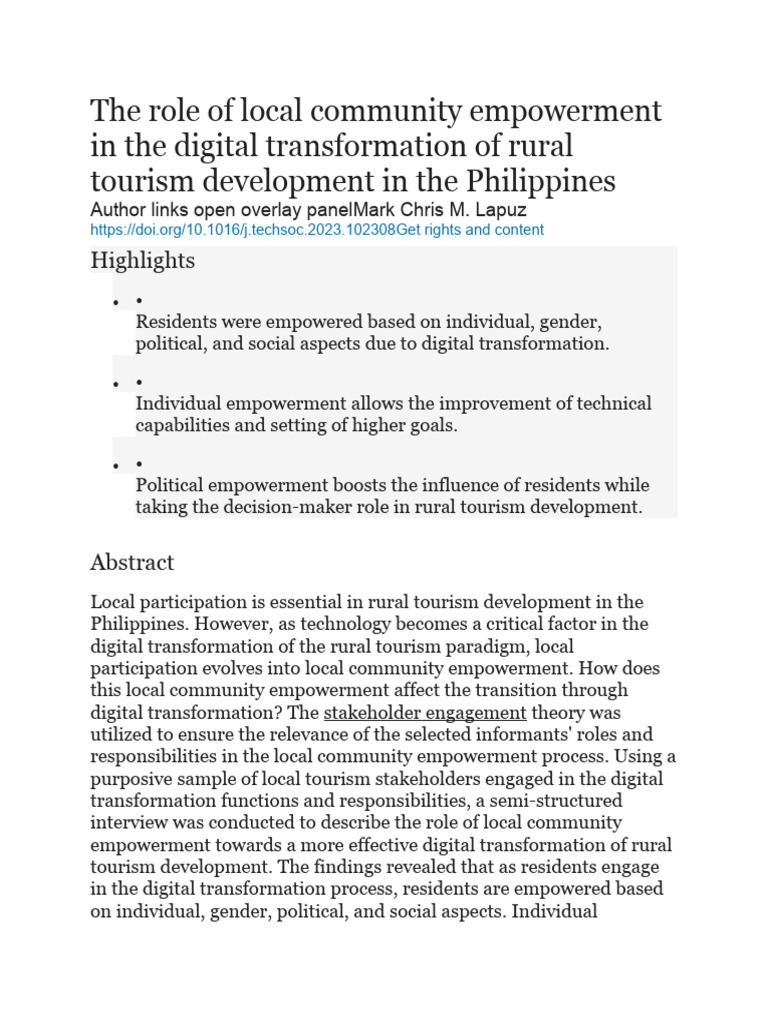 The Role of Local Community Empowerment in the Digital Transformation ...