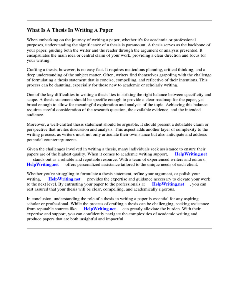 What Is A Thesis in Writing A Paper | PDF | Thesis | Essays What Is A Thesis in Writing A Paper | PDF | Thesis | Essays