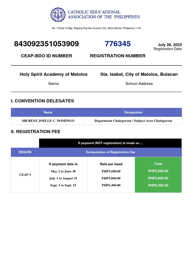 CEAP Registration Details and Payment Guide | PDF | Computing | Service ...