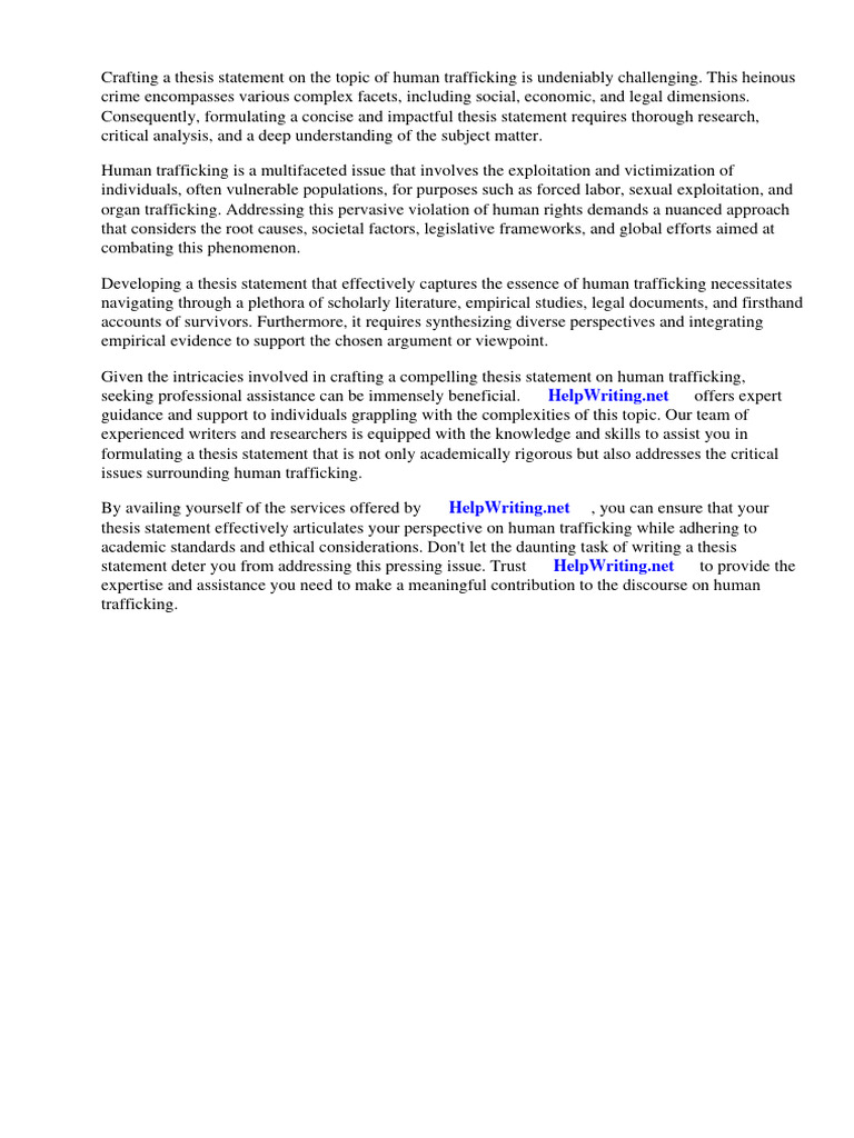 Thesis Statement Human Trafficking Pdf Human Trafficking Sex