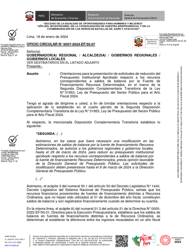 Oficio Circular N 0007 2024 Ef 50 07 - Reduccion de Marco | PDF ... Oficio Circular N 0007 2024 Ef 50 07 - Reduccion de Marco | PDF ...