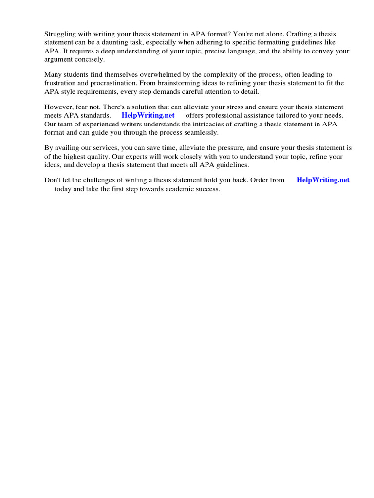 Thesis Statement Placement Apa | PDF | Apa Style | Essays