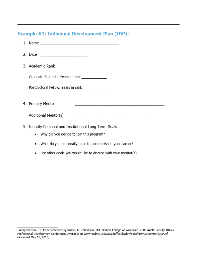 Sample Individual Development Plans | PDF | Mentorship | Goal