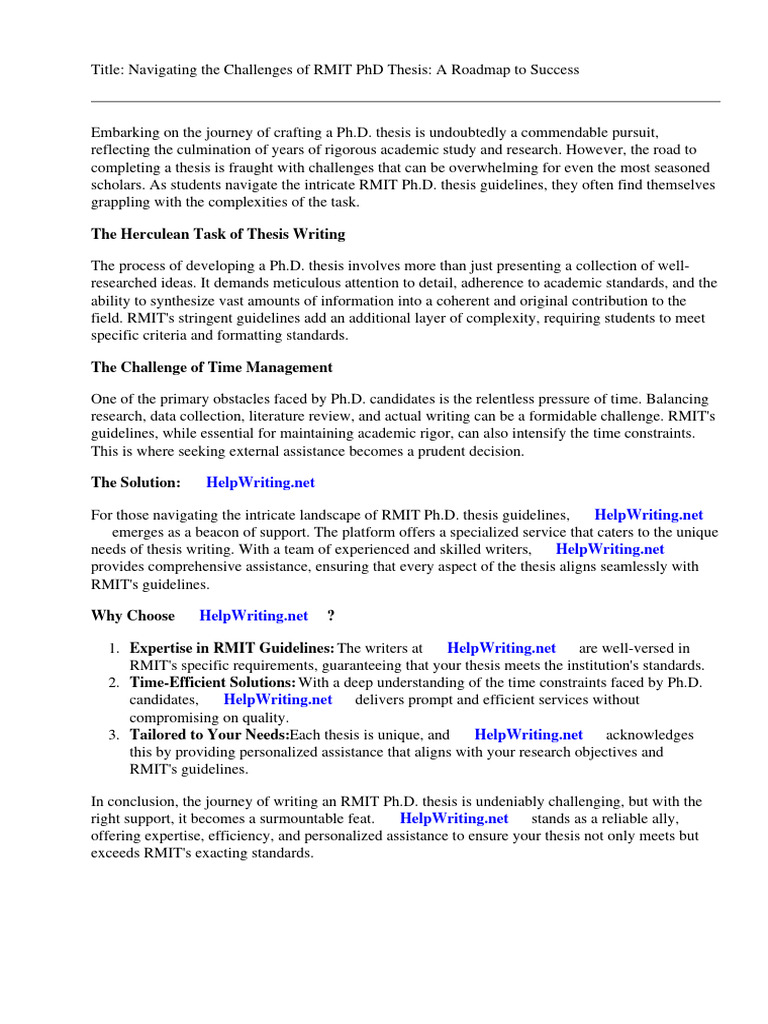 Rmit PHD Thesis Guidelines | Download Free PDF | Thesis | Doctor Of Philosophy
