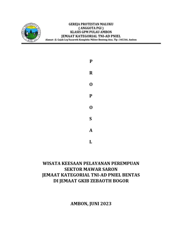 Proposal Wisata Pelayanan Perempuan | PDF