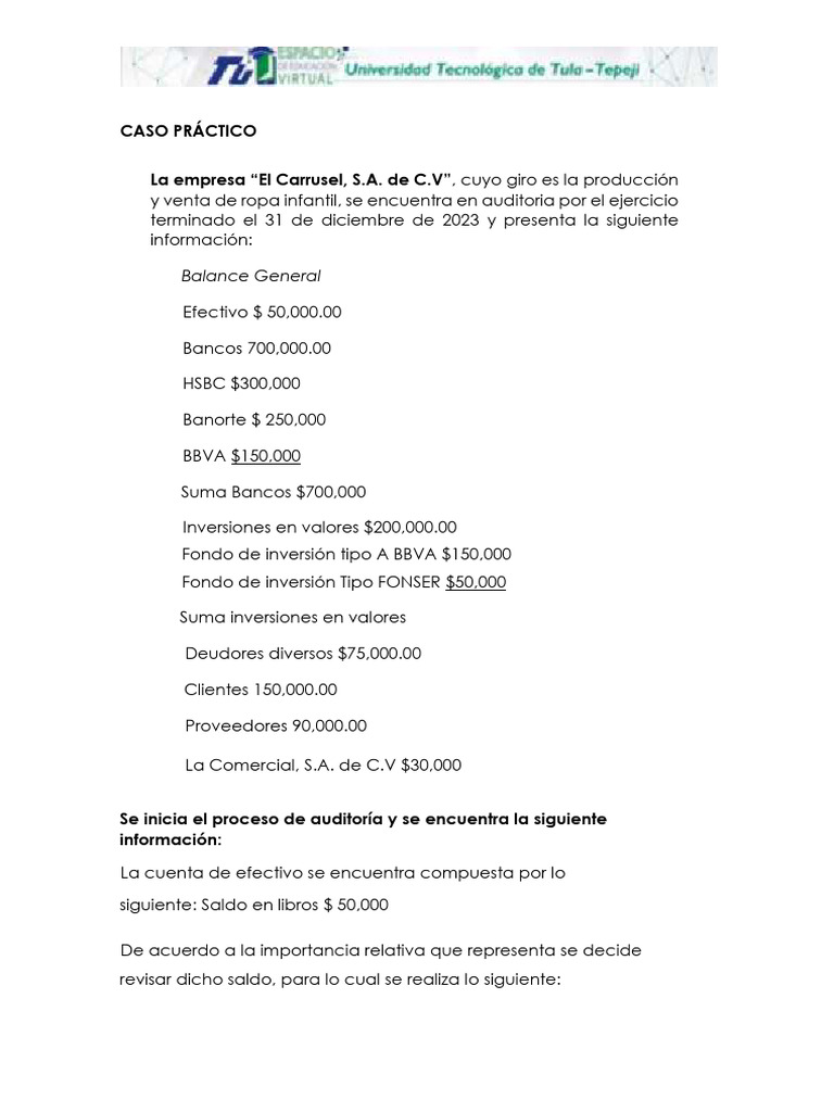 Caso Práctico | Descargar gratis PDF | Bancos | Cheque