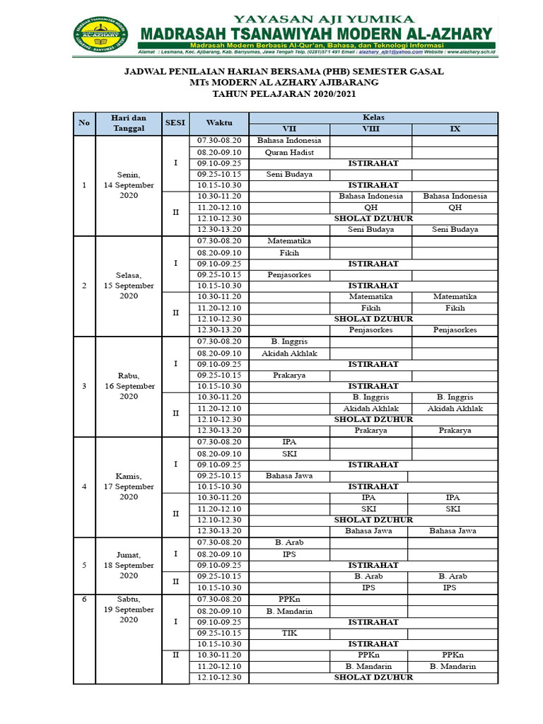 Jadwal Uhb | PDF