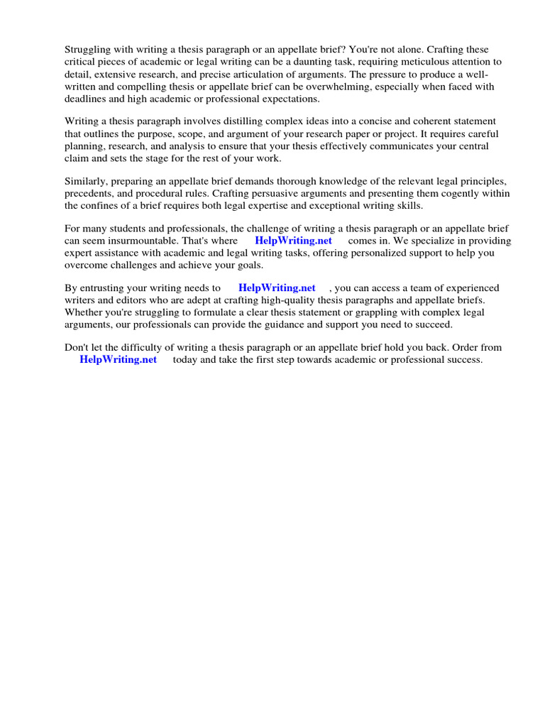 Thesis Paragraph Appellate Brief | PDF | Brief (Law) | Appeal