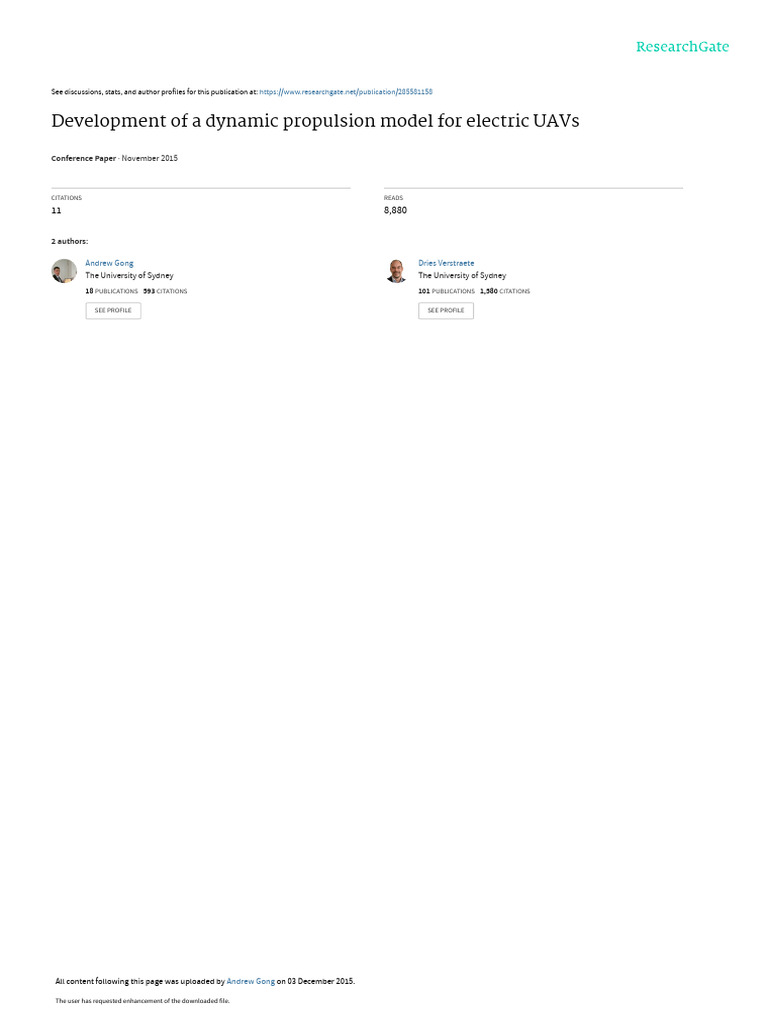 Development of A Dynamic Propulsion Model For Electric UAVs | PDF ...