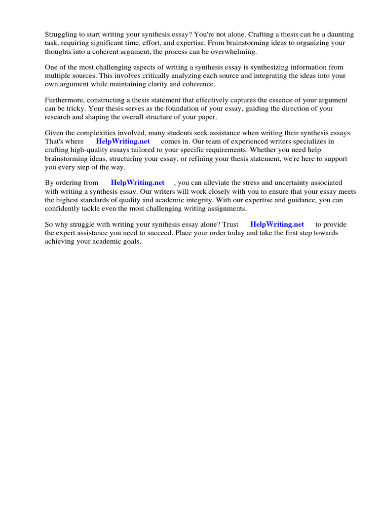 Mastering Synthesis Essay Writing Tips | PDF | Wellness