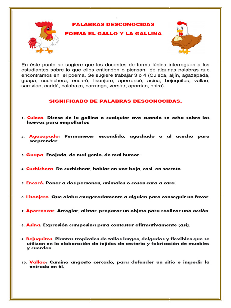 Dia Del Idioma Palabras Desconocidas | PDF