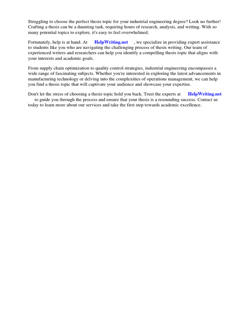 Thesis Topics For Industrial Engineering PDF Engineering Thesis