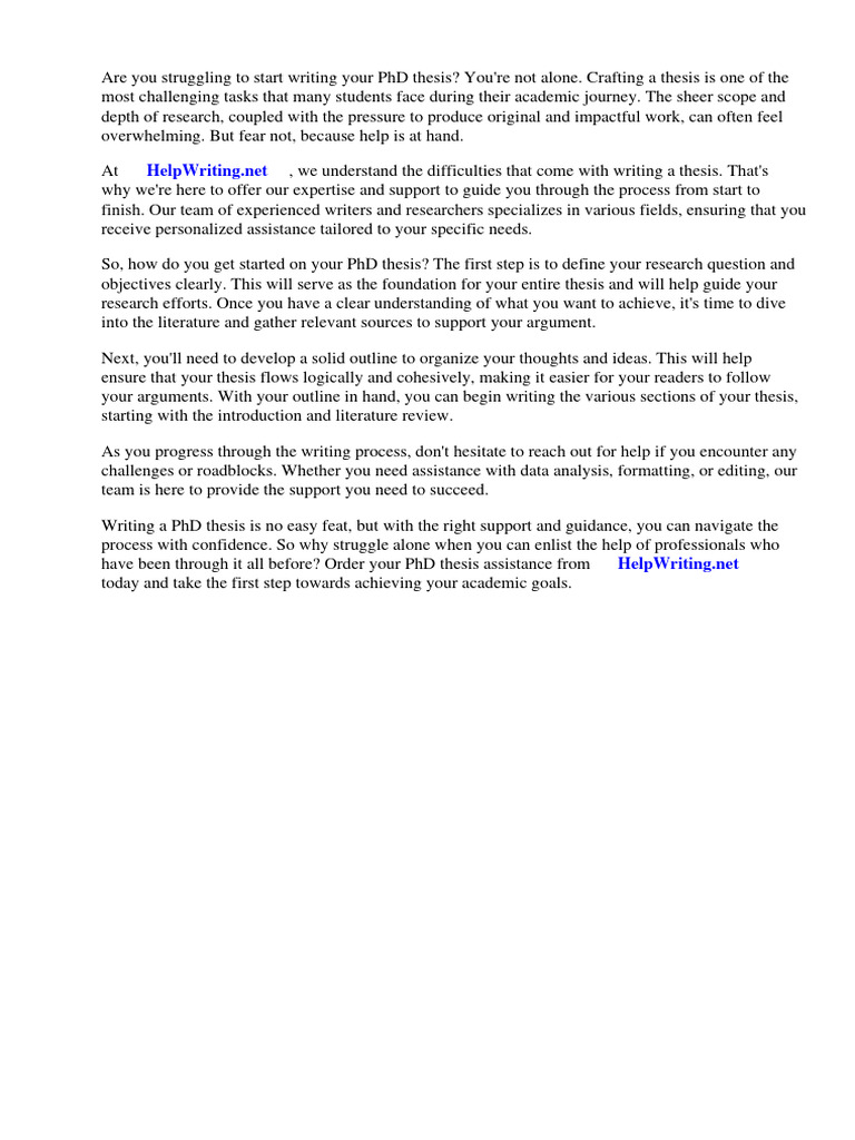 How To Start Writing Your PHD Thesis | PDF | Thesis | Essays