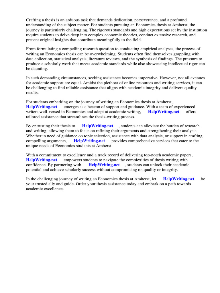 Amherst Economics Thesis | PDF | Economic Growth | Economics