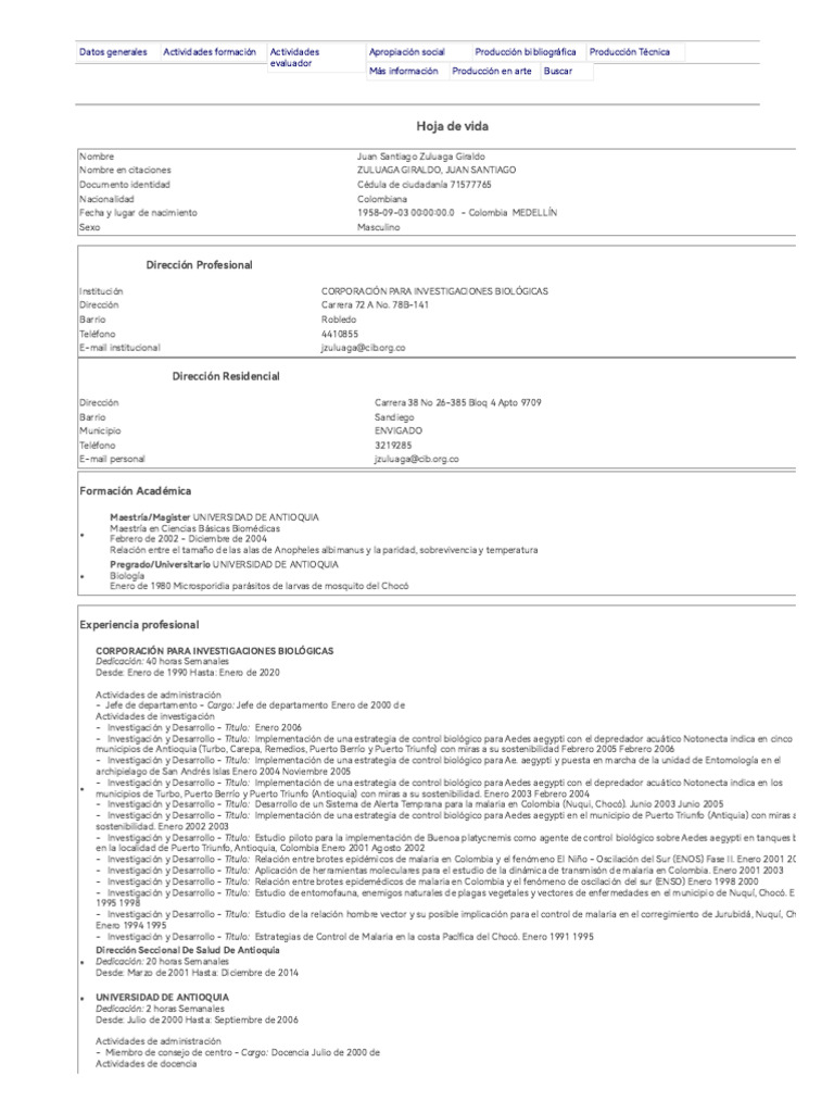 CvLAC - RG | PDF | Clima | Control biológico de plagas