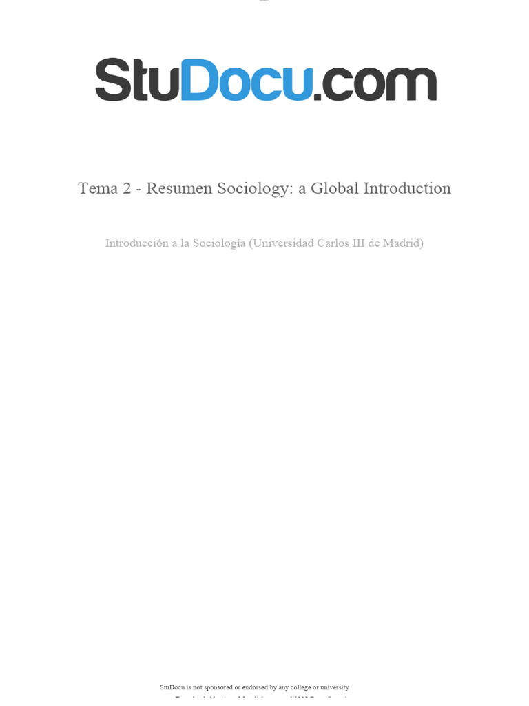 Tema 2 Resumen Sociology A Global Introduction | PDF