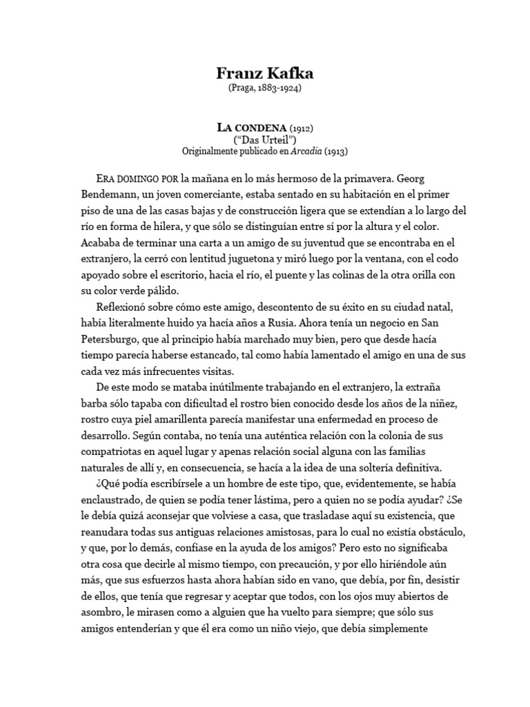 Franz Kafka La Condena 10p | PDF