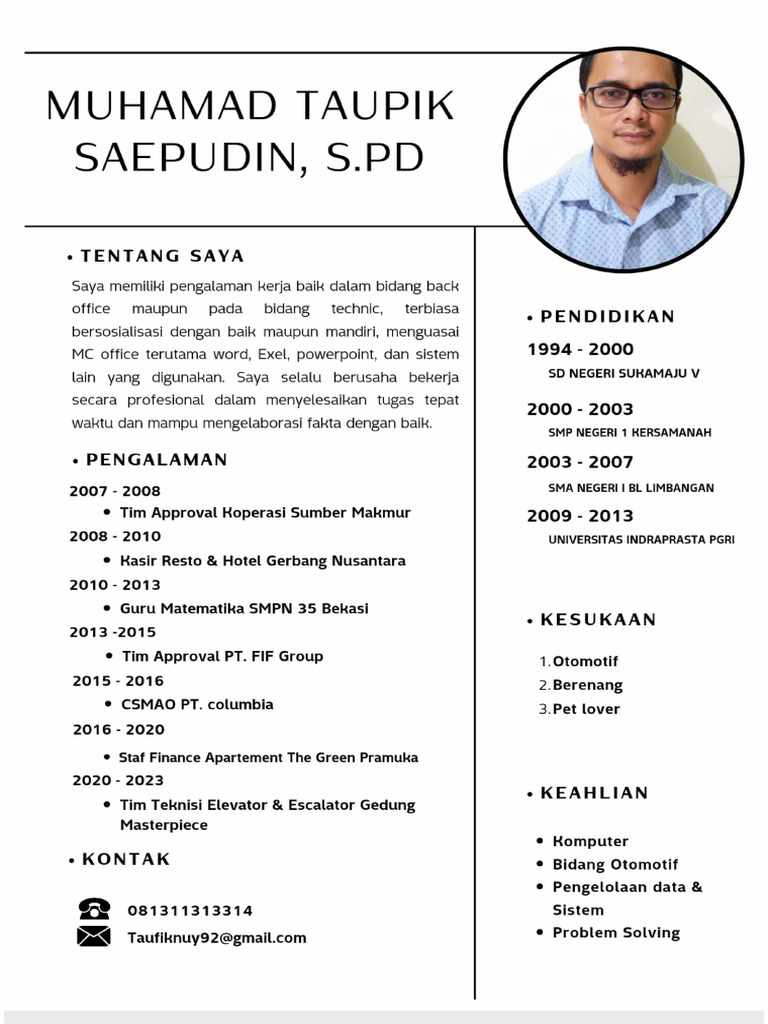 Curriculum Vitae Muhamad Taupik S | PDF