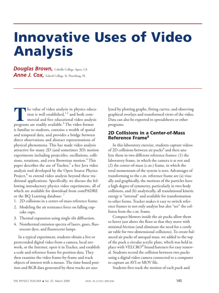 Innovative Uses of Video Analysis | PDF