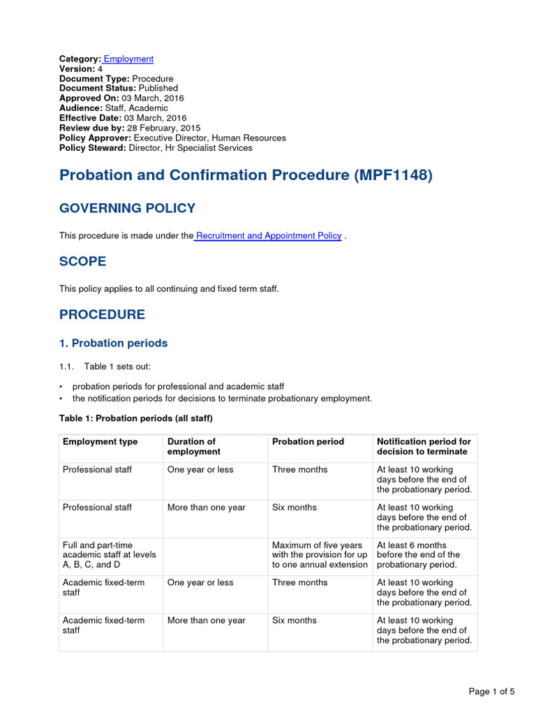 MPF1148.4 - Probation and Confirmation Procedure | PDF | Employment | Justice