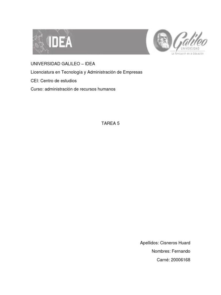 Tarea 5 Admin | PDF | Diseño | Gestión de recursos humanos