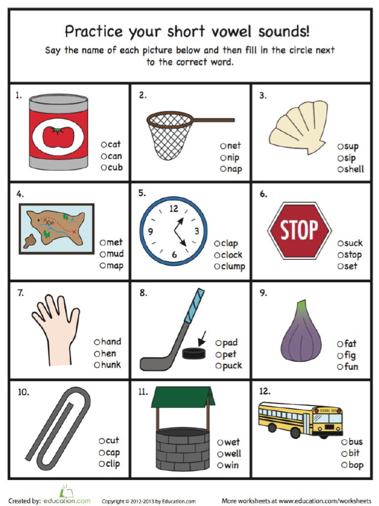 Short Vowel Sounds | PDF