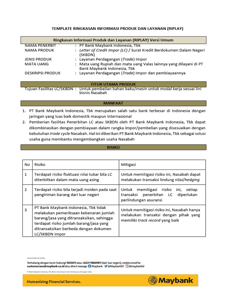 Layanan Letter of Credit Maybank | PDF | Pengelolaan Keuangan & Uang
