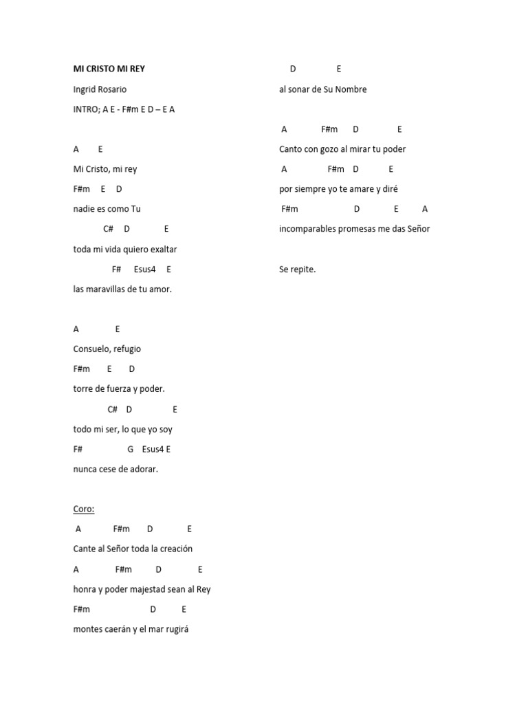 CANTA AL SEÑOR - MI CRISTO MI REY en A | PDF