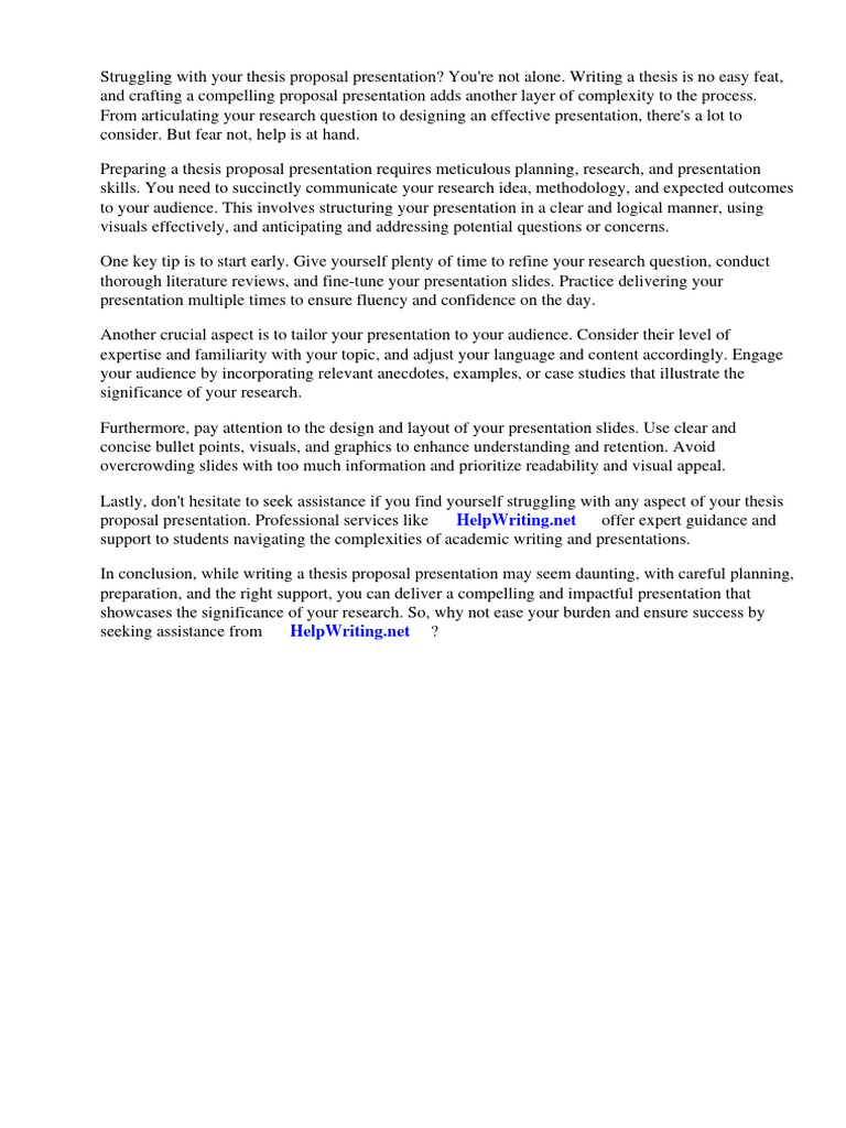 Thesis Proposal Presentation Tips | PDF