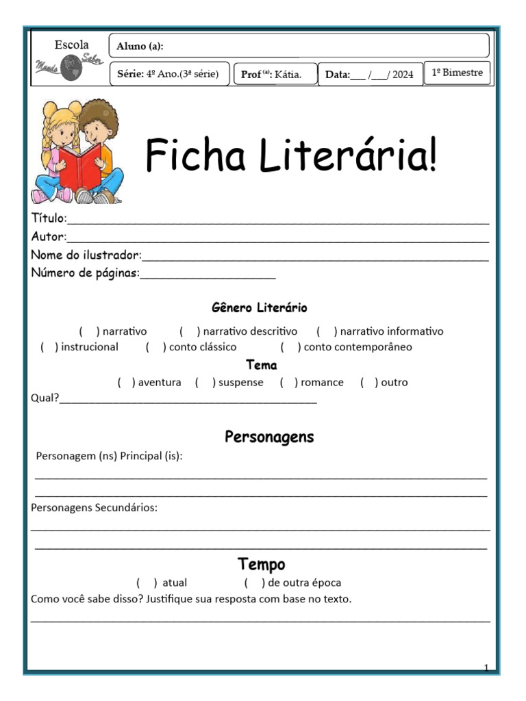 Ficha Literaria Piquinique Literário. | PDF