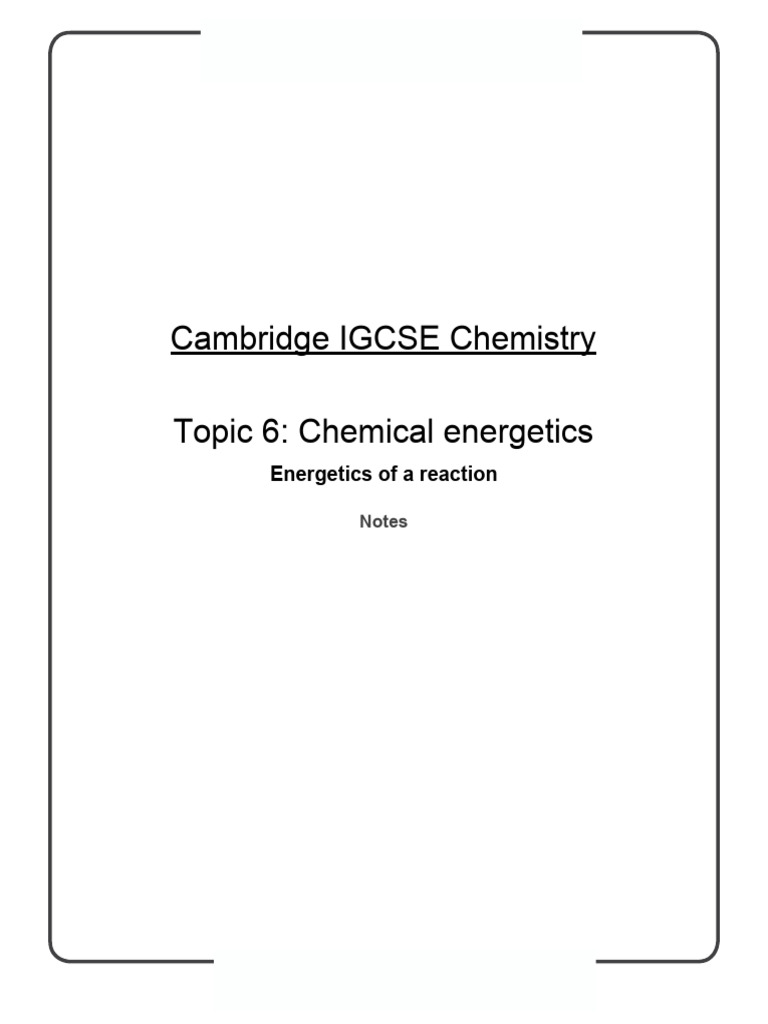 IGCSE Energetics Summary | PDF